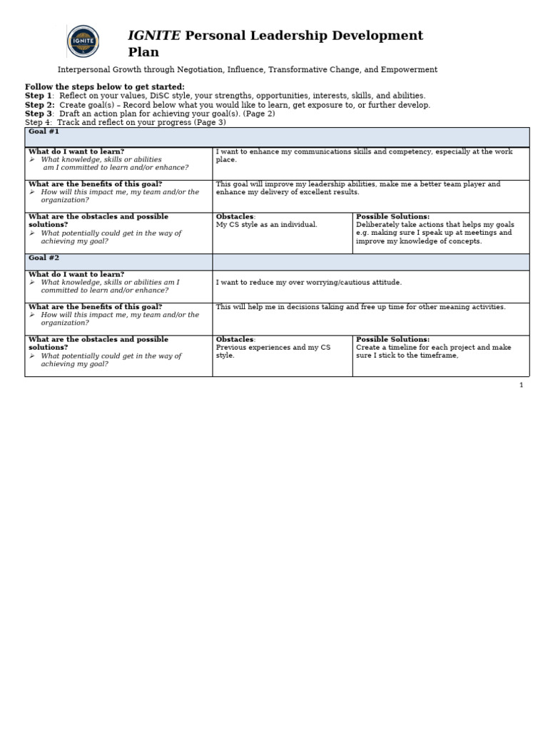 IGNITE Development Plan_rev1 | PDF | Goal | Skill