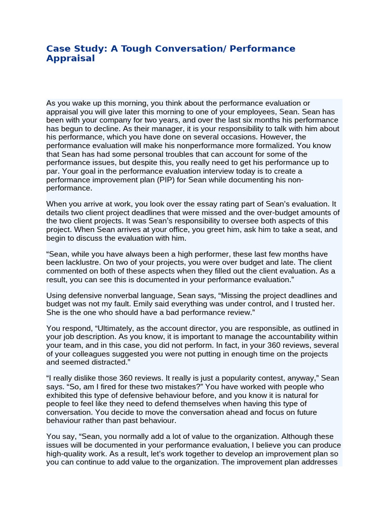 Case Study Performance Appraisal L2 (1) | PDF | Performance Appraisal