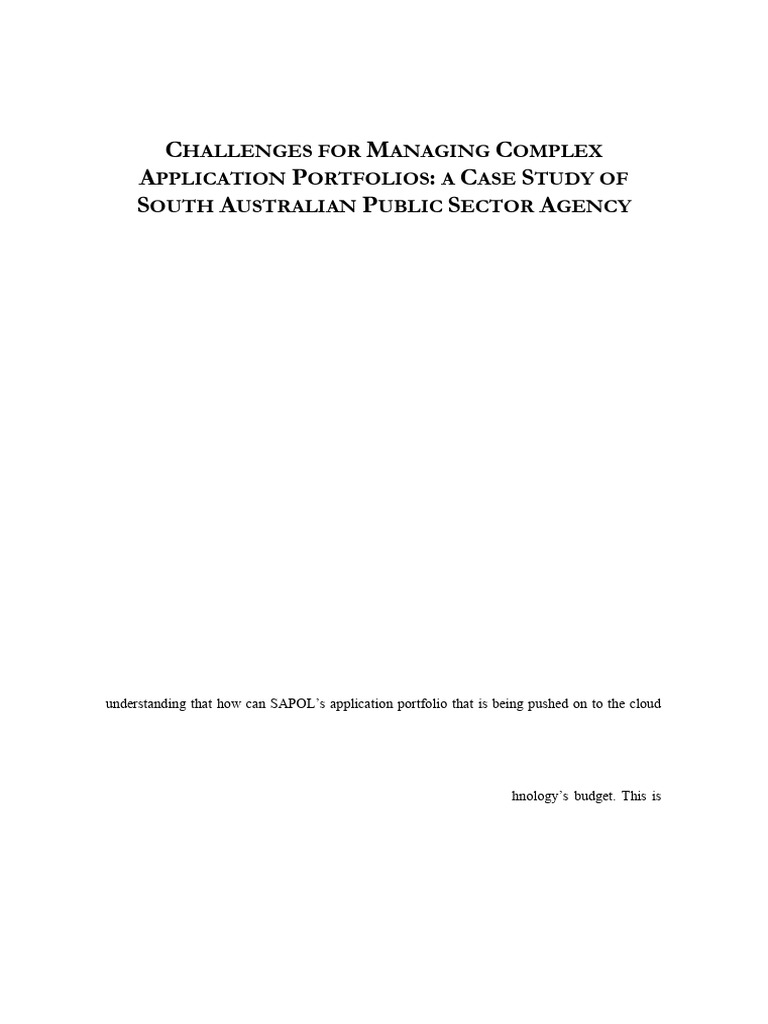 Challenges For Managing Complex Application Portfolios: A Case Study of ...