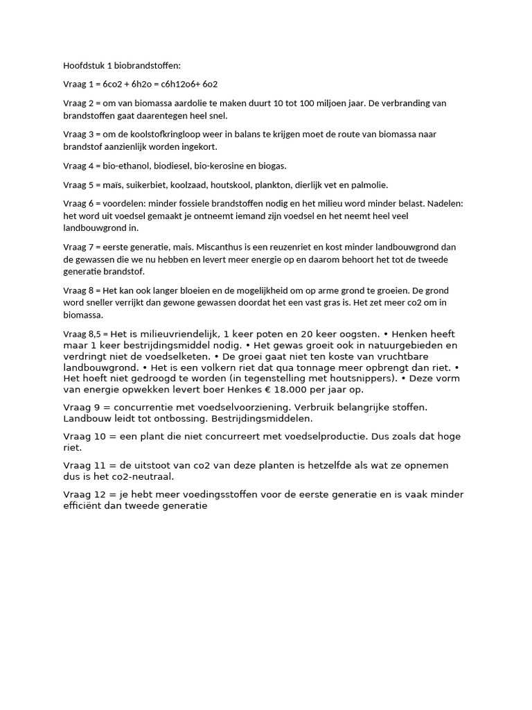 bio samenvatting biobrandstof practicum | PDF