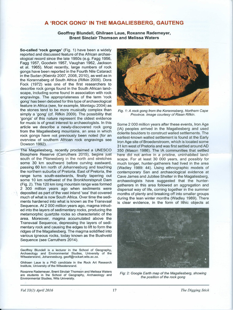 A Rock Gong in The Magaliesberg Ga | PDF