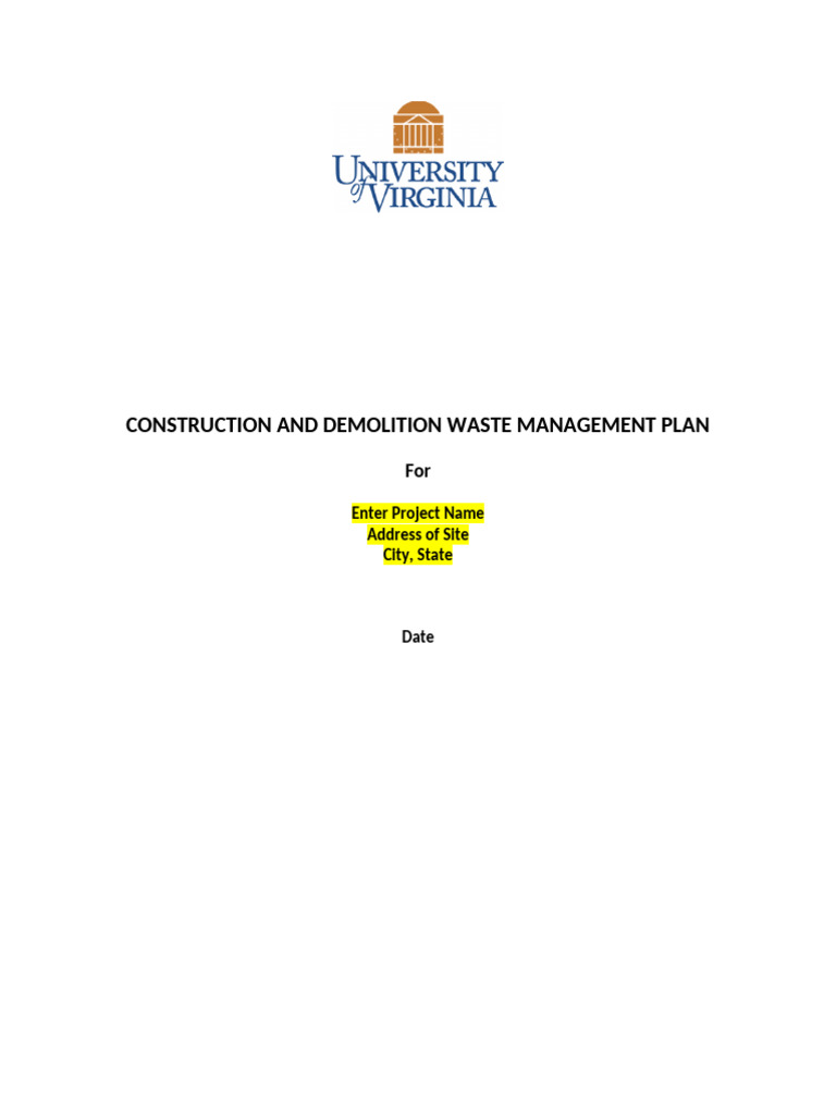 Construction Waste Management Plan | PDF | Waste | Waste Management
