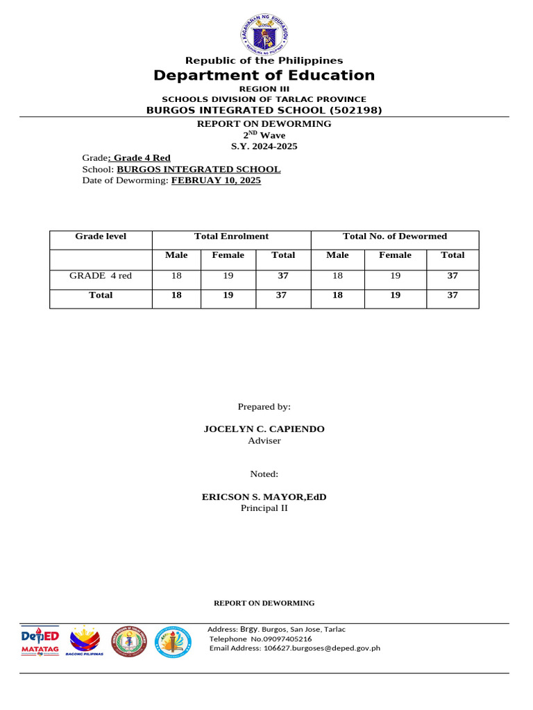 Deworming 2nd Wave Grade 4 Red | PDF