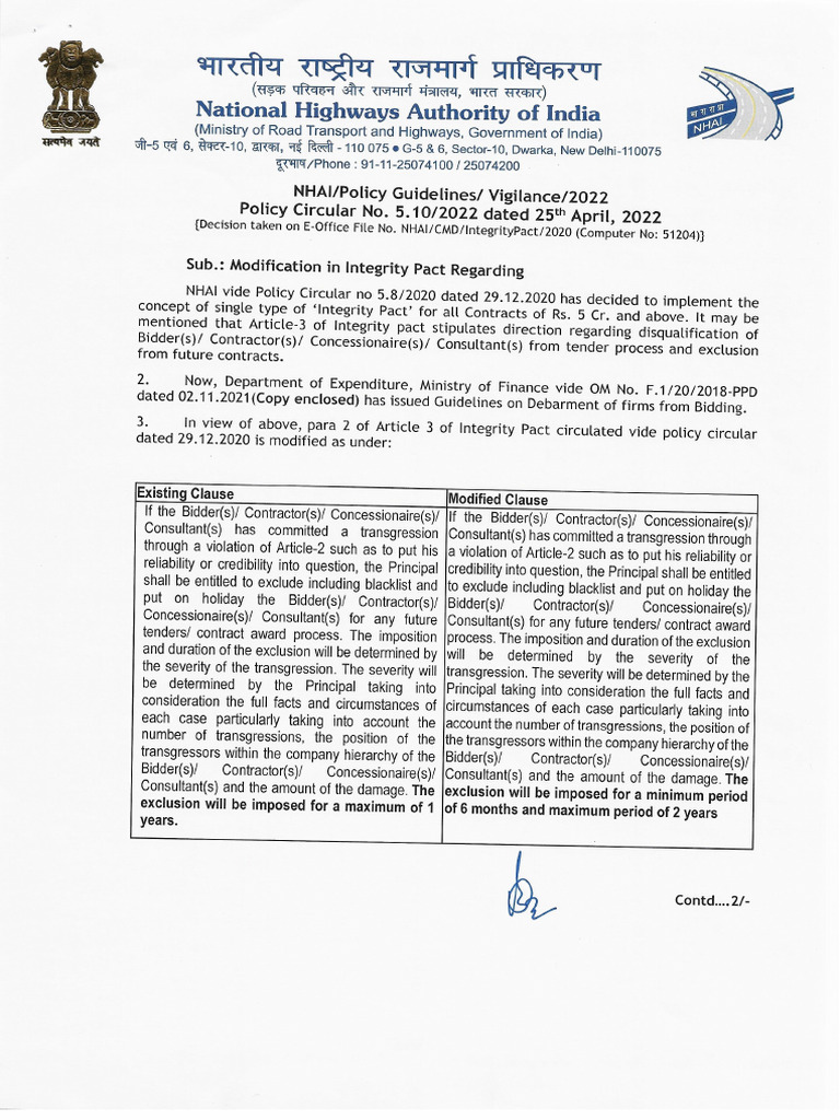 Policy Circular No 5-10 | PDF