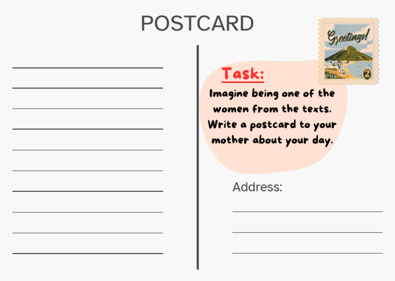 Black and White Minimalist Post Card | PDF