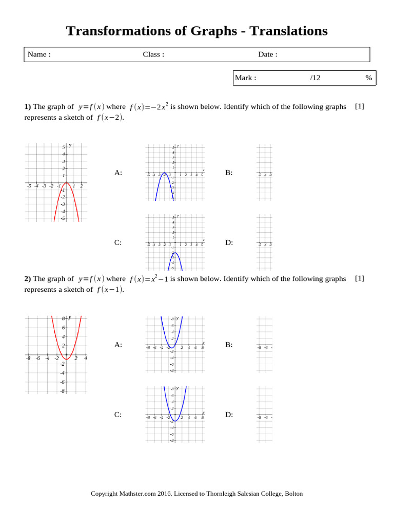 2. tranformation of graph | PDF | Mathematical Analysis | Functions And Mappings