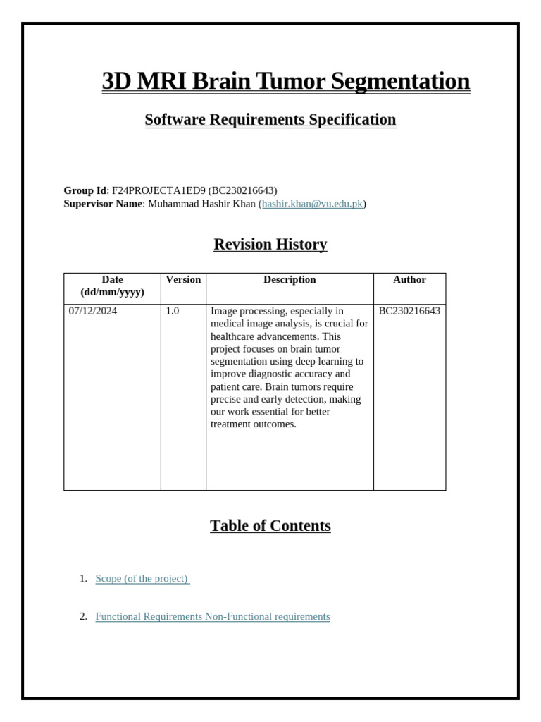 3d Mri Brain Tumor Segmentation My Pdf Software Development