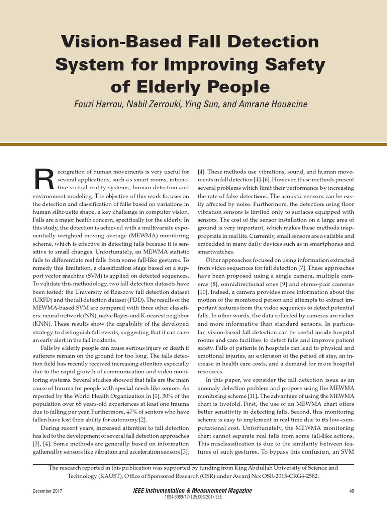 Vision-Based Fall Detection for Seniors | PDF | Support Vector Machine ...