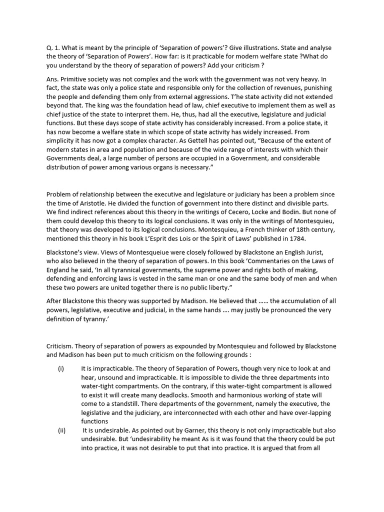 seperation of powers | PDF | Separation Of Powers | Government