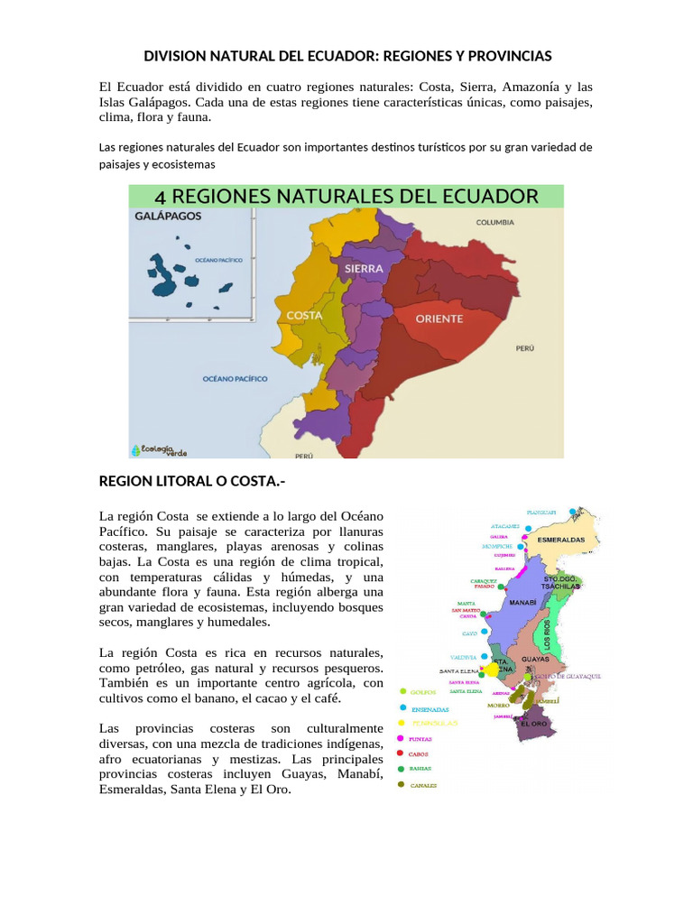 DIVISION NATURAL DEL ECUADOR-1 | PDF | Islas Galápagos | Ecuador
