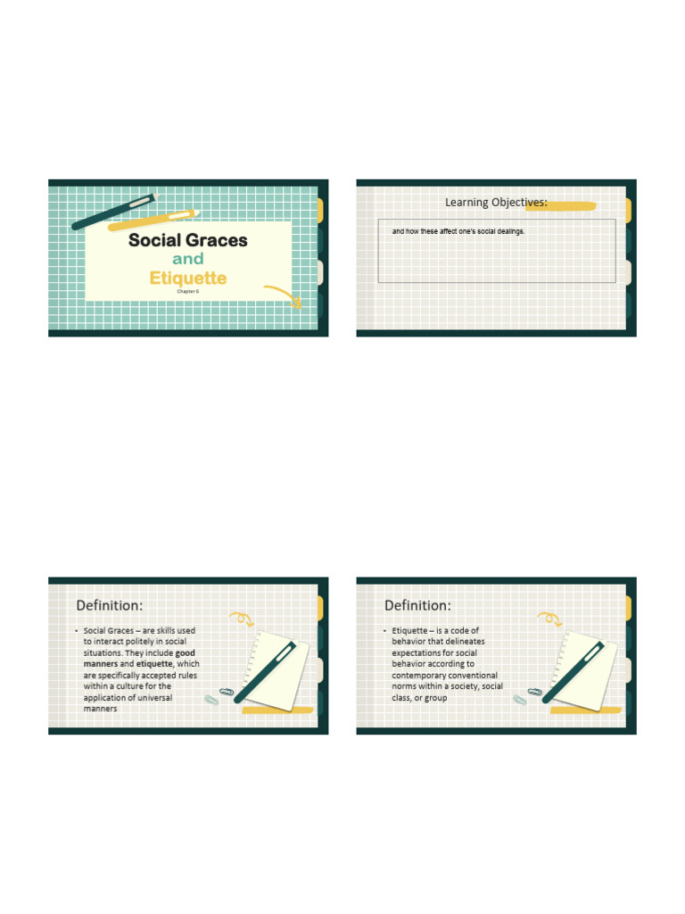 Chapter-6-Social-Graces-and-Etiquettes | PDF | Etiquette | Communication