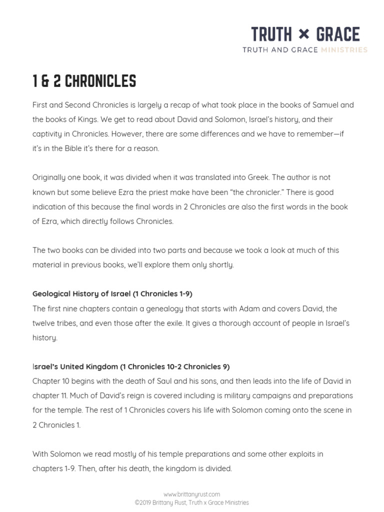Insights from 1 & 2 Chronicles | PDF | Books Of Chronicles | Books Of ...