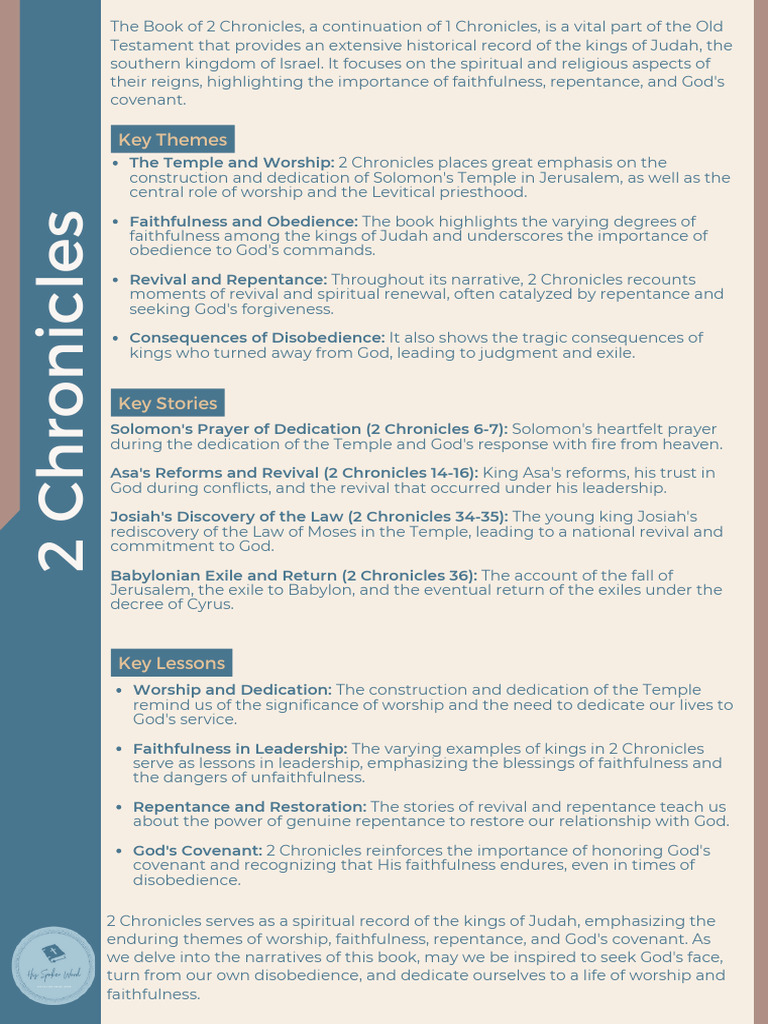 2 Chronicles Summary Sheet-8338305 | PDF | Books Of Chronicles | Babylonian Captivity
