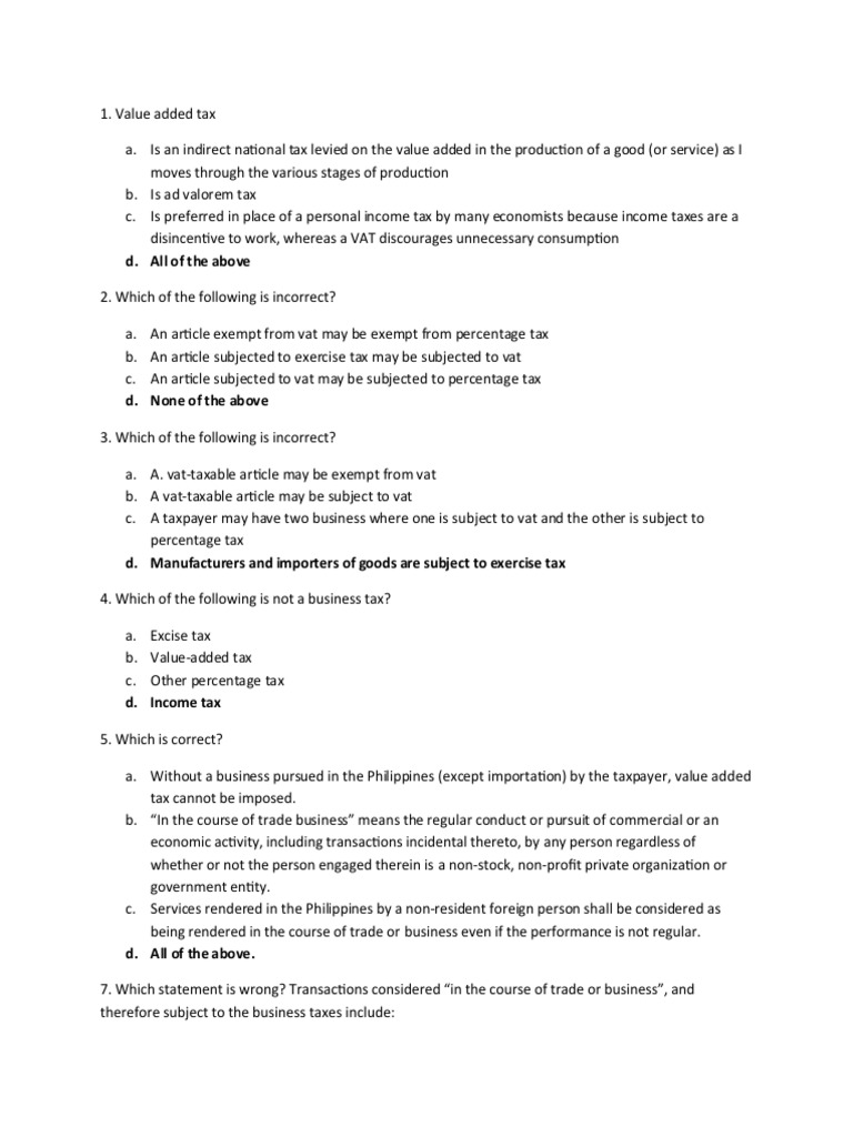Vat Test Bank | PDF