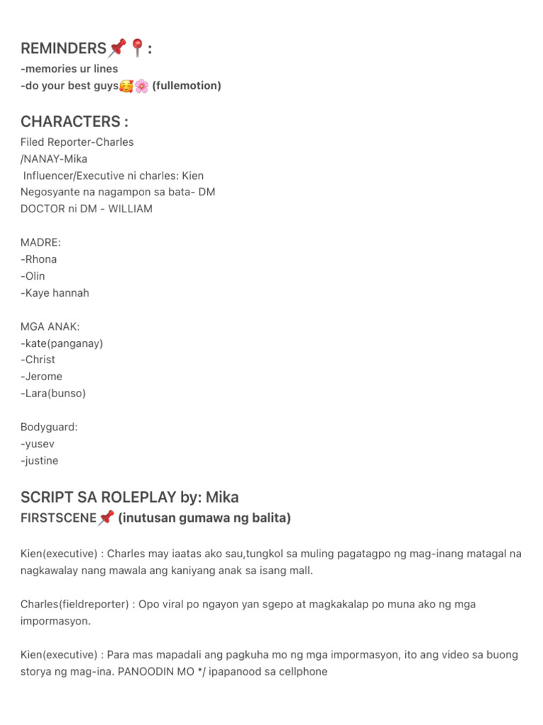 Fil Script (Roleplay) - Mika | PDF