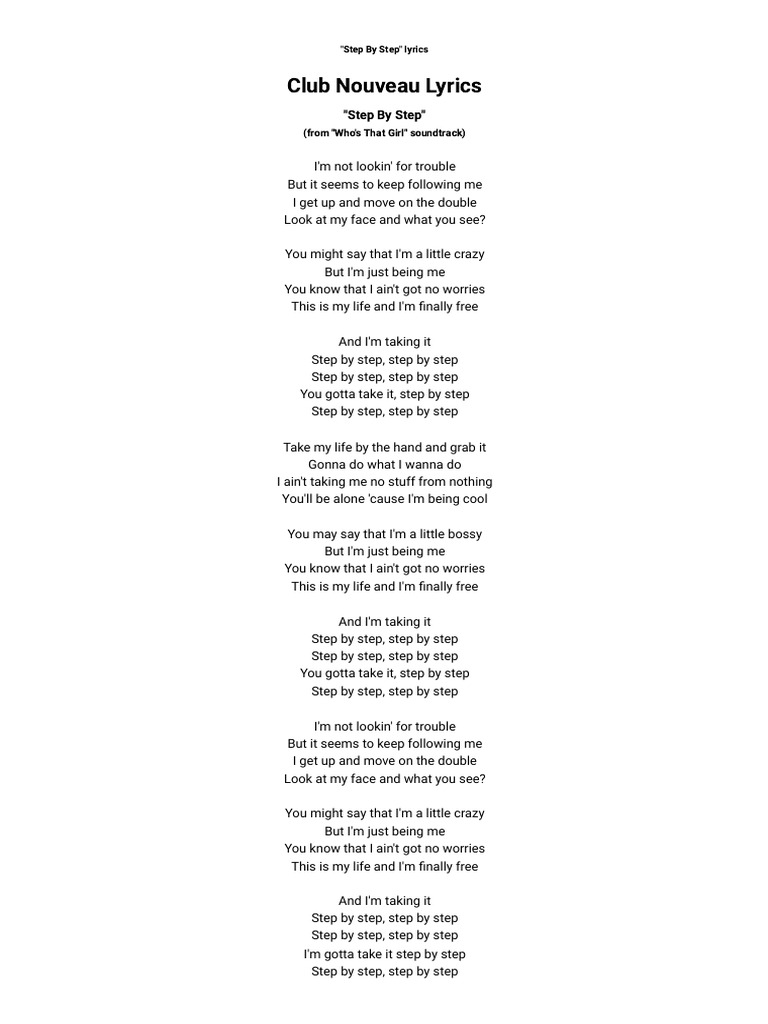 Step By Step Lyrics Overview | PDF