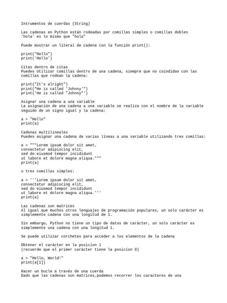 1.cadenas de Python | PDF | Cadena (informática) | Python (lenguaje de ...