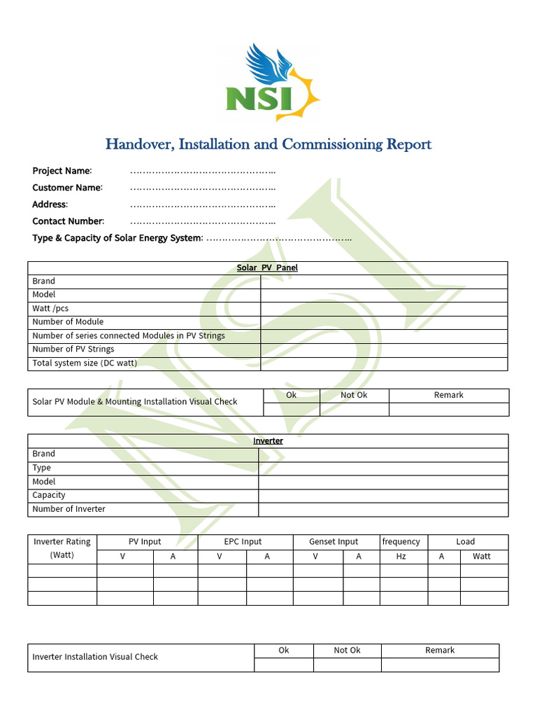 Handover T&C Form | PDF | Photovoltaic System | Photovoltaics