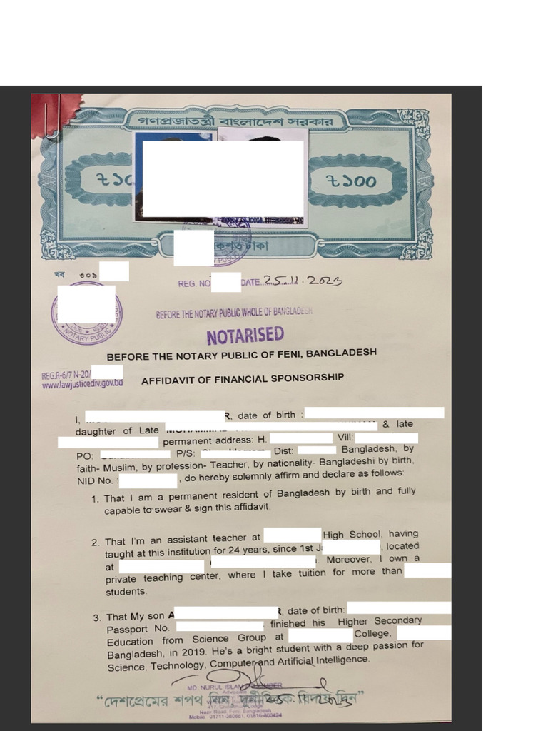 Sponsorship Affidavit | PDF