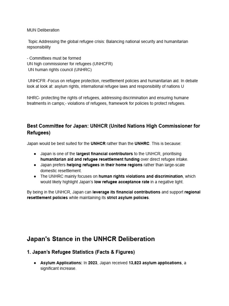 MUN 2nd Deliberation (Global Refugee Crisis) | PDF | Refugee | United ...