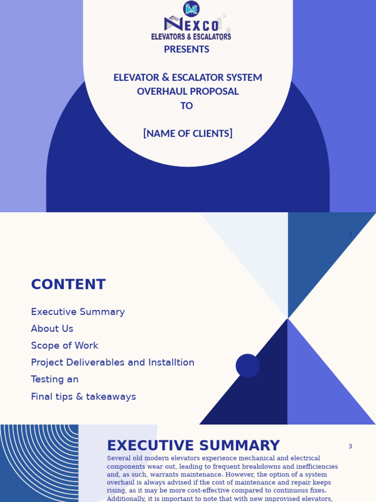 Business Proposal for Overhauling Elevators and Escalators | PDF | Elevator | Safety