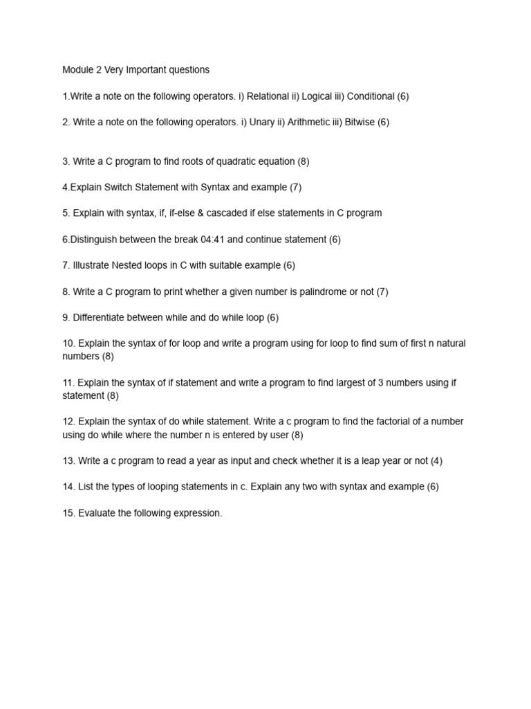 Bpops103 Module 2 Important Questions | PDF