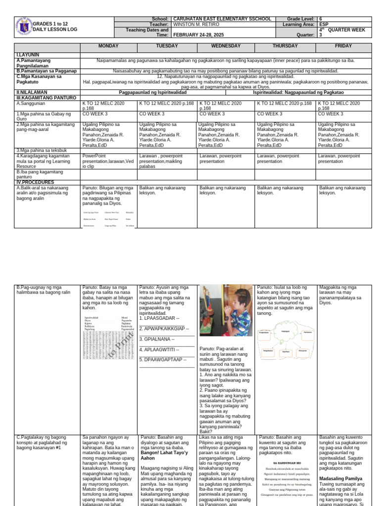 DLL G6-Esp Q4 W3 | PDF