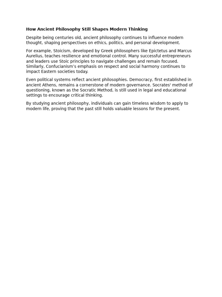 How Ancient Philosophy Still Shapes Modern Thinking | PDF