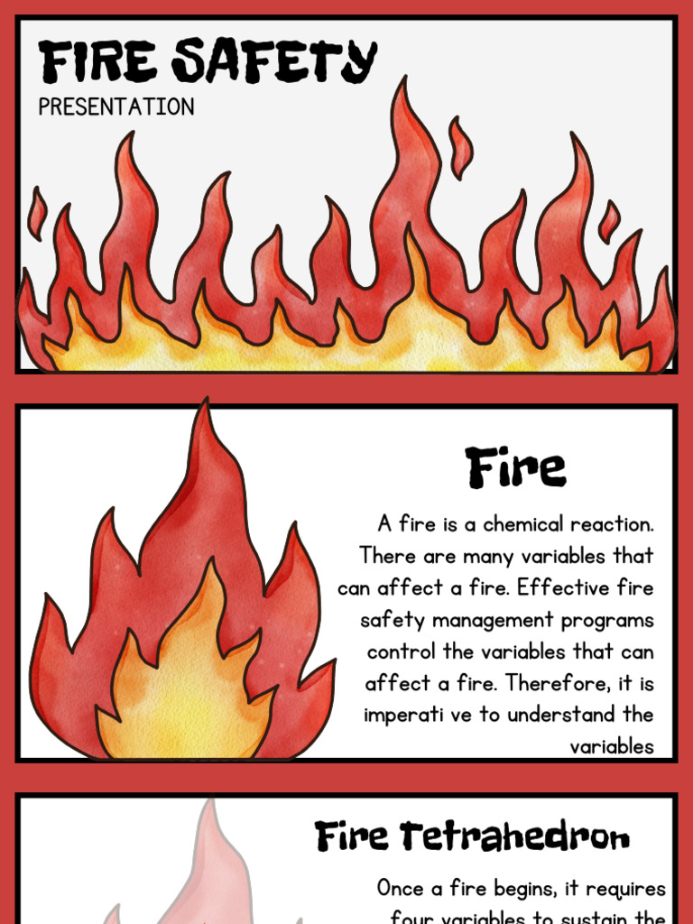 Red Yellow Fire Safety Picture Presentation | PDF | Fires | Combustion