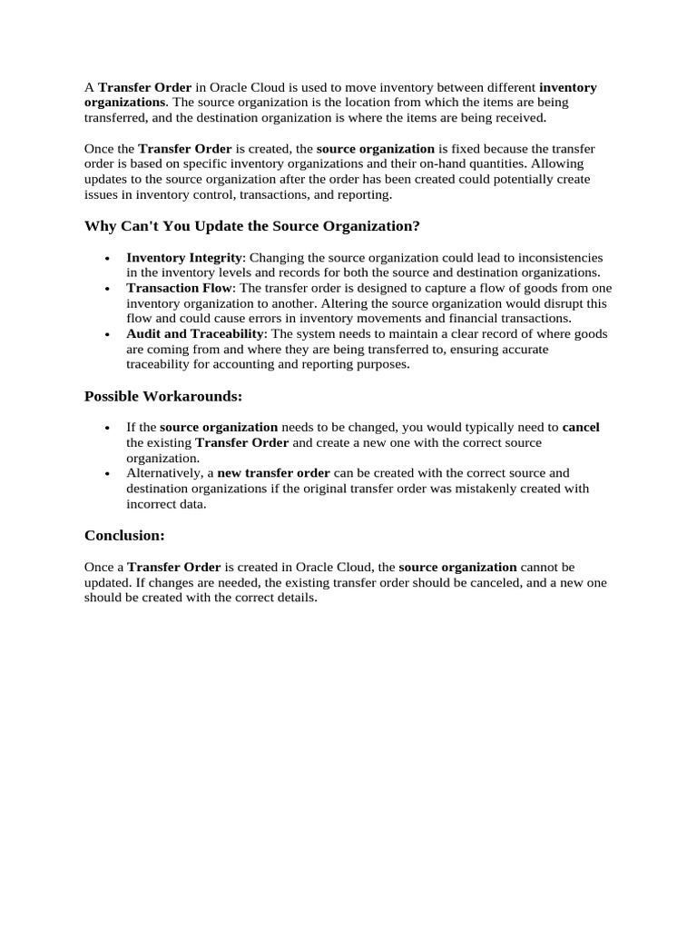 Transfer Order | PDF