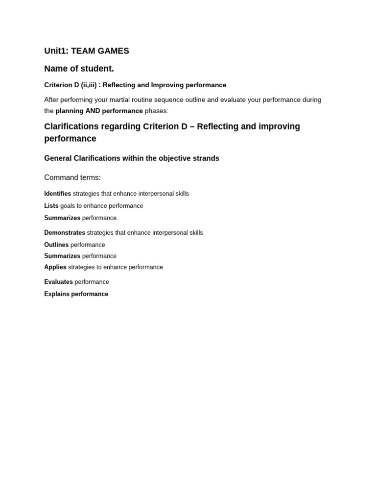 Criteria D-REFLECTION AND IMPROVING PERFORMANCE | PDF