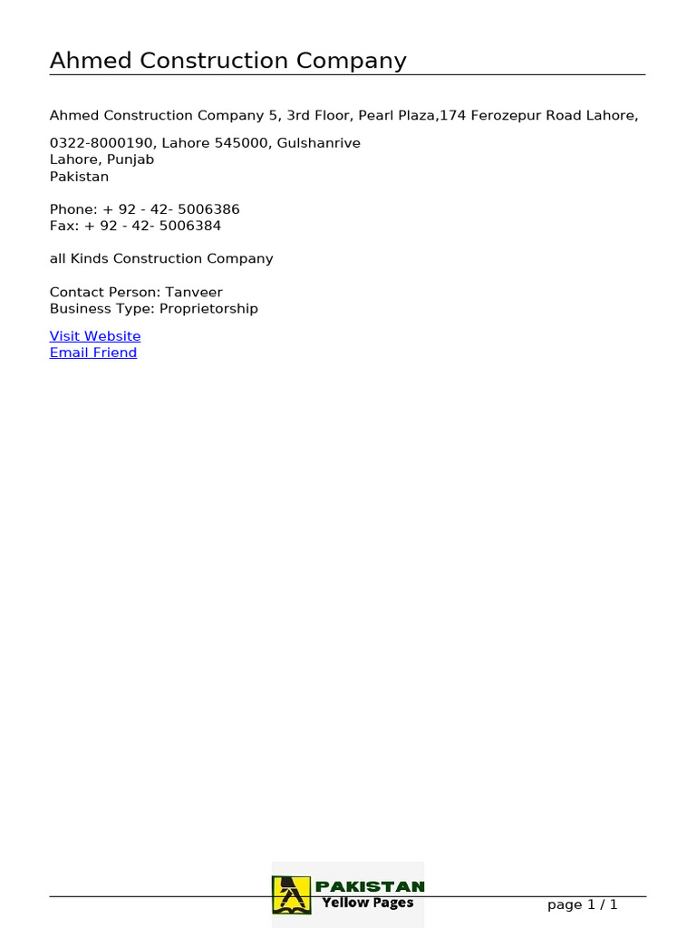 Ahmed Construction Company | PDF