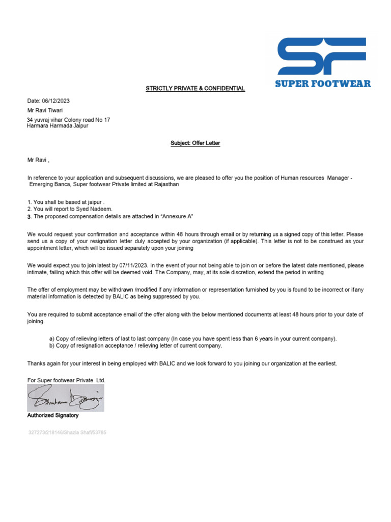 Offer Letter | PDF
