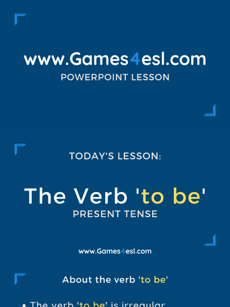 Be Verb Present Tense Form PowerPoint Lesson | PDF