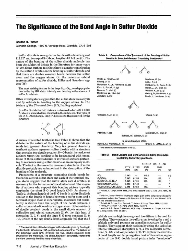 Bond Angles and Structure of SO2 | PDF | Chemical Bond | Chemistry