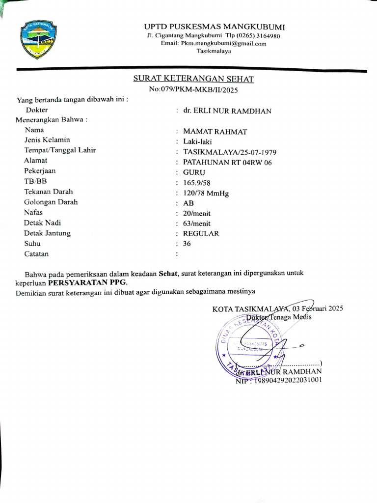 Surat Sehat Ust Mamah | PDF