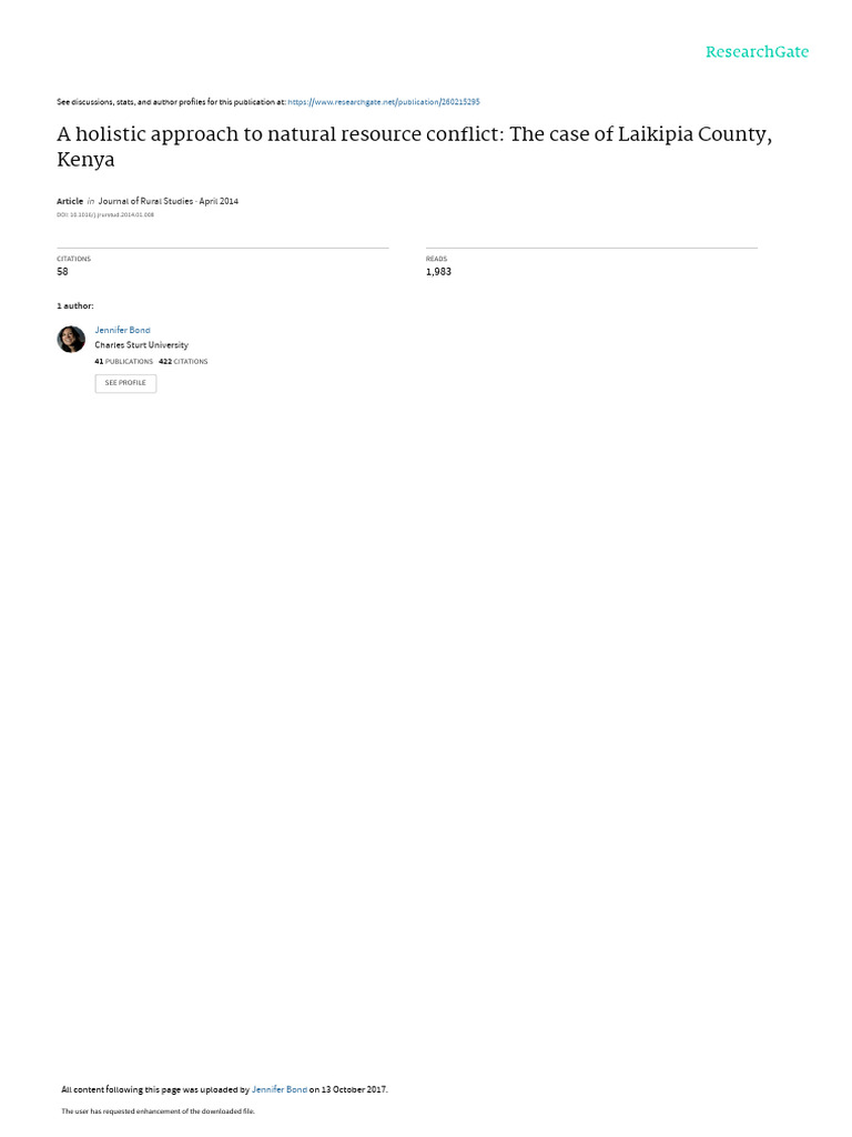 A Holistic Approach To Natural Resource Conflict T | PDF