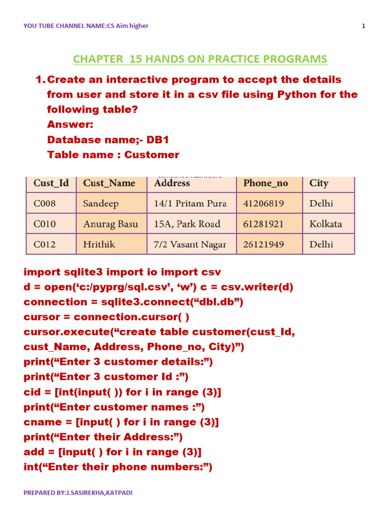12th std computer science HANDS on PRACTICE chapter-15 | PDF ...