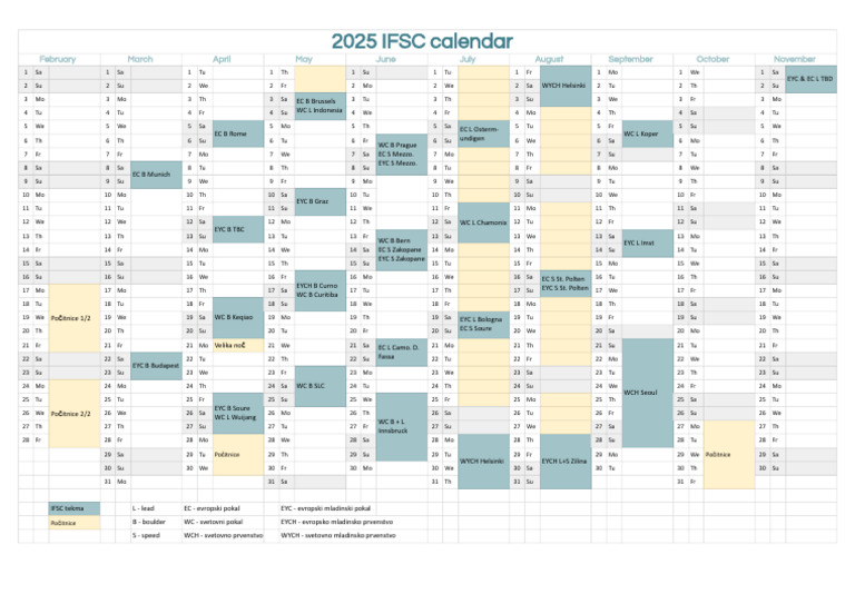 2025 IFSC Calendar | PDF