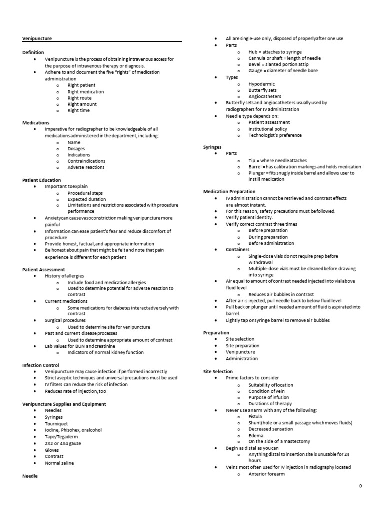 Venipuncture Techniques and Guidelines | PDF | Intravenous Therapy ...