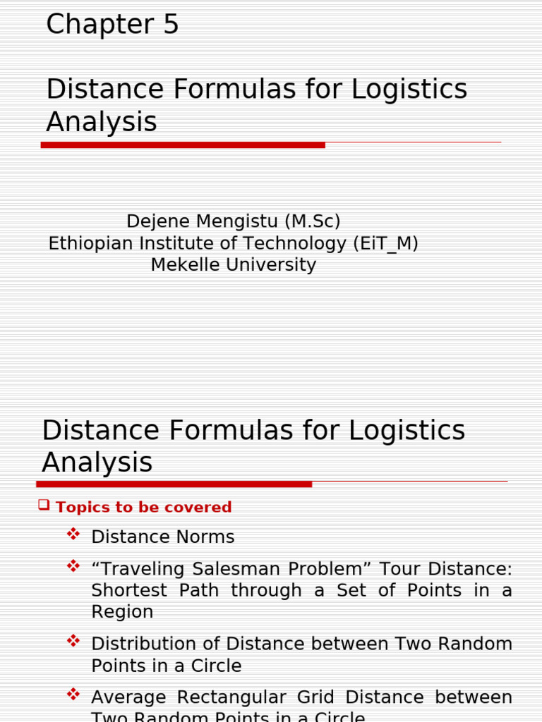 5.distance Function and Logistics | PDF | Norm (Mathematics) | Distance