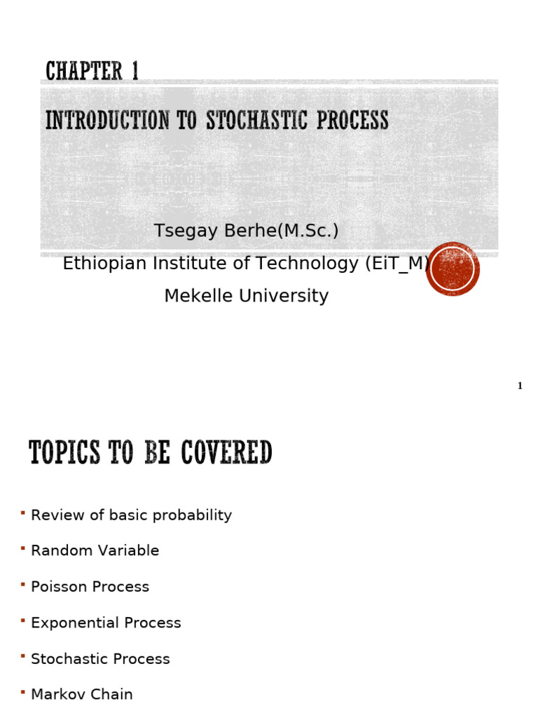 1.stochastic Process Edited - Final | PDF | Probability Distribution | Random Variable