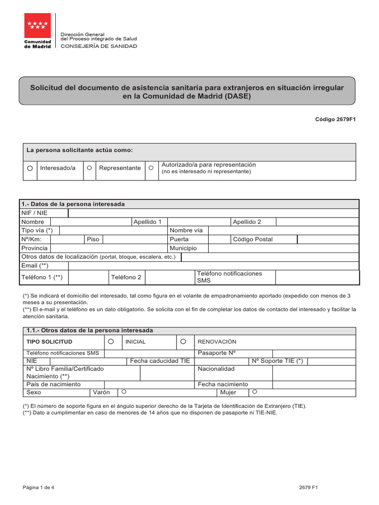 Formularios SOLICITUD F1 (DASE) Octubre 22 | PDF