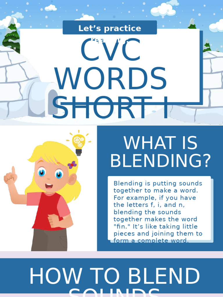 Phonics Blending Sounds CVC Words Short I Presentation in Colorful ...