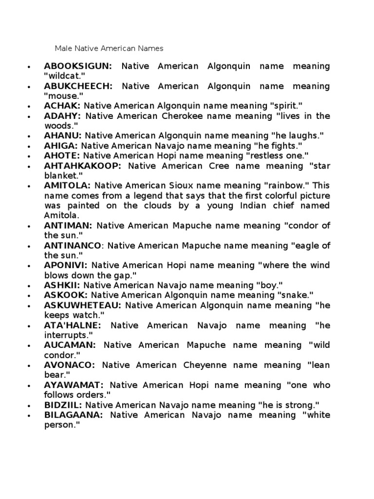 Male Native American Names | PDF | Sioux | Cheyenne