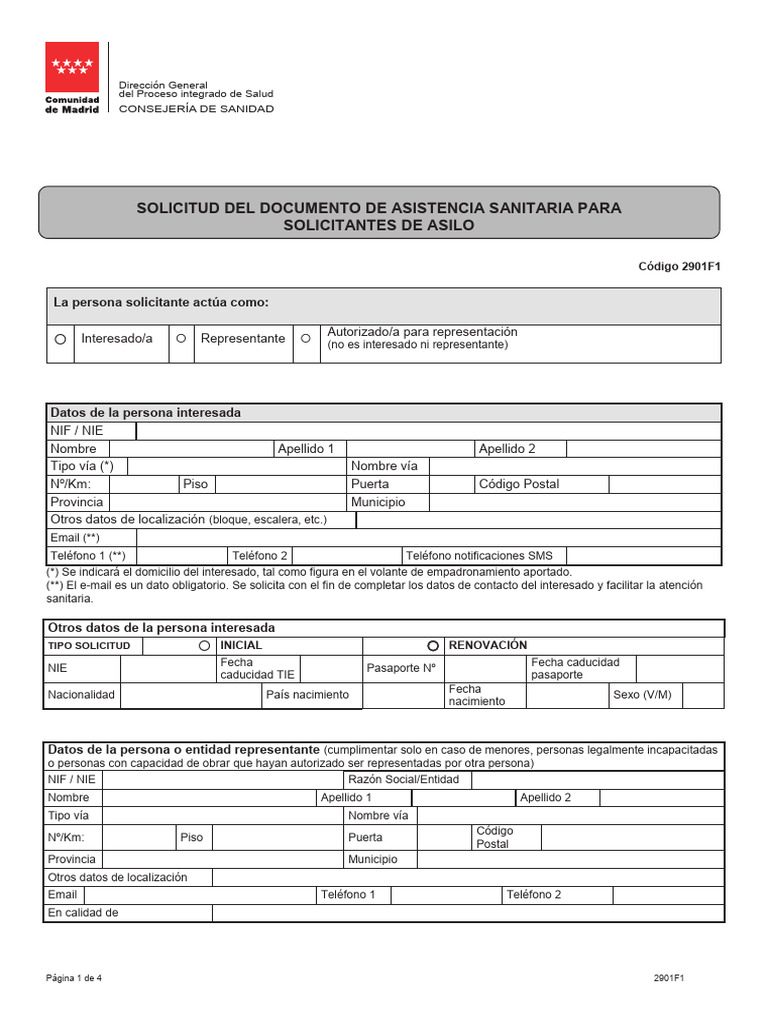 Formularios SOLICITUD ASILOS (F1-DASPI) Octubre 22 | PDF
