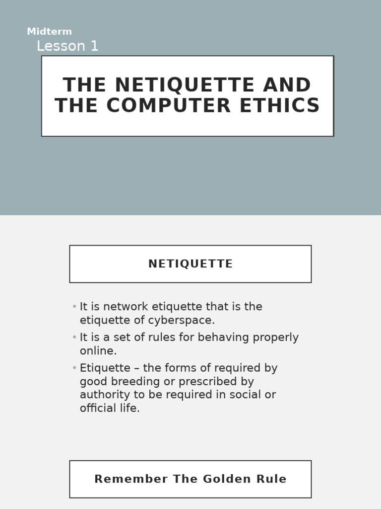 The Netiquette and The Computer Ethics | PDF | Communication | Human ...