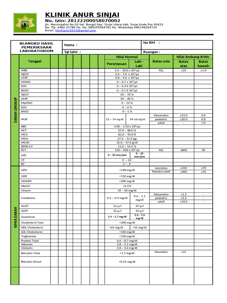Blanko Hasil Lab | PDF