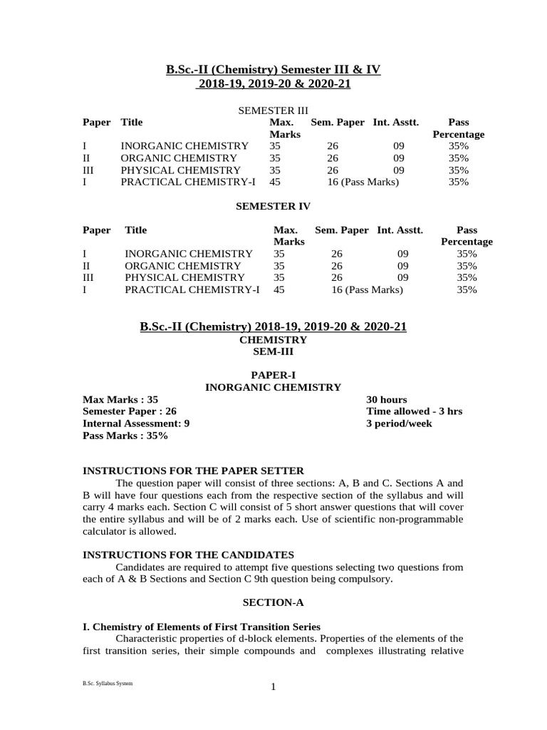 BSc. Chemistry Part-II (Sem III & IV) | PDF | Entropy | Amine