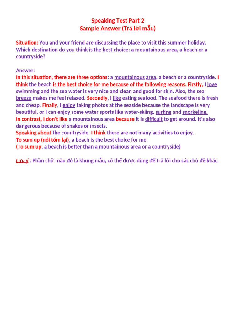 Speaking Part 2 Sample Answer | PDF